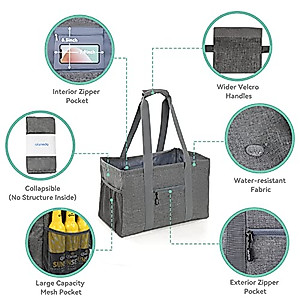 Alameda Large Reusable Tote with Handles, Utility Tote for Women Work School Travel, Reusable Grocery Bags Grey