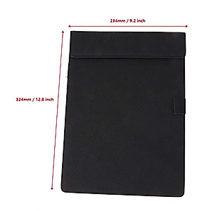 Leather Clipboard with 9.2in x 12.8in Magnetic Clip Black Document Holder for Classroom Paper Supplies