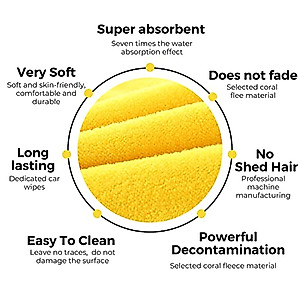 ALAB Multi-Purpose Absorbent Microfiber Cleaning Cloth, Pack of 6, Size:11.5 x11.5 for Car, Countertops, Dining Table, 11.5inch x 11.5inch