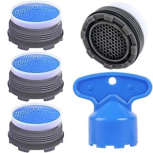 4PCS Faucet Cache Aerator and 1PCS Key, 21.5mm Water Saving Flow Restrictor Set Replacement Parts for Kitchen High Speed Bathroom Sink (1.8GPM)