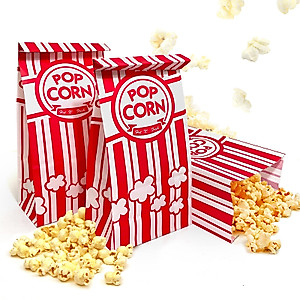 Keriqi Flat Bottom Popcorn Bags, 300 Pcs Paper Popcorn Bags for Family Movie Night Baseball Themed Carnival Christmas Birthday Party