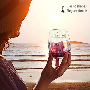 La Diffy Wedding Gifts Engagement Gift for Couple Women-Bride to be Gifts for her-Fiance Wedding Planning Stemless Wine Glass Gifts for Bride and Groom-Hand Painted Laser Engraved 19 OZ