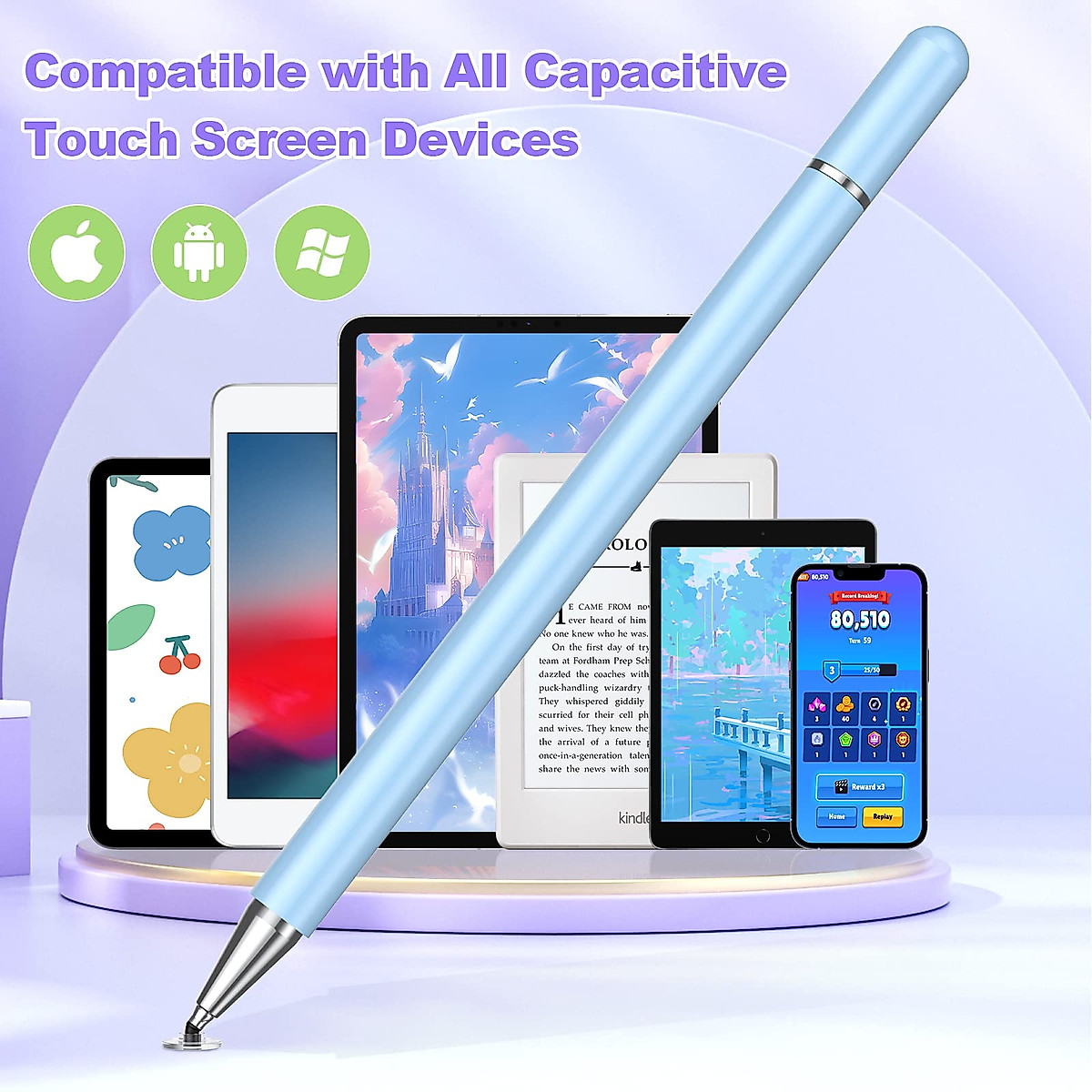 Stylus Pens for Touch Screens, High Precision 2-in-1 Disc Stylus Pen for iPad Compatible with iPhone/iPad/Android/Tablets and All Capacitive Touch Screens