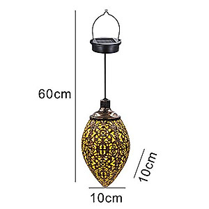 2 Pcs Hanging Solar Lights Solar-Powered Lantern LED Garden Lights Metal Lamp Waterproof for Outdoor Hanging Decor