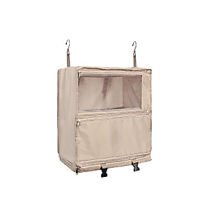 ELEZAY Hanging Packing Cubes Portable Closet 3-Shelf Travel Collapsible Compression Garment Organizer for Carry-on Luggage Suitcase Space Saver Bag XX-Large_No Side Pockets, Beige