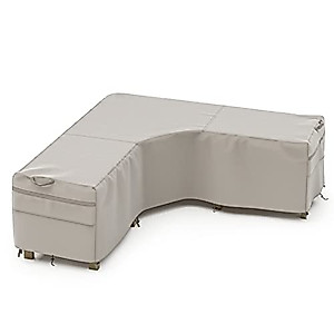 MR. COVER Outdoor Sectional Cover Waterproof, V-Shaped Patio Furniture Covers, Outdoor Couch Cover, 100L (on Each Side) x 33.5D x 31H Inches, Rip-Resistant & UV-Protection, Beige