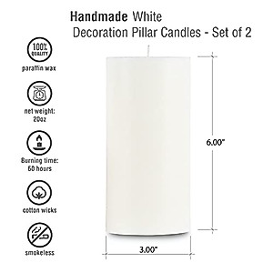 Citronella Pillar Candles Set of 2 - Mosquito Repellent 3x6 Scented Unscented - Burning time 60 Hour - Indoor Outdoor Patio