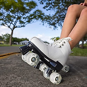 AviorX Premium Roller Skates for Women & Everyone All Adult Men, and Womens, Girls, and Kids Indoor & Outdoor High Top Luxurious Retro Roller Skate for Womens/Unisex with Extras (8, White)