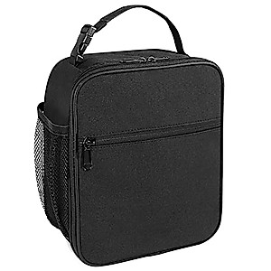 slticase Lunch Box for Men Women Adults, Insulated Lunch Bag for Office Work School Travel Picnic- Reusable Portable Soft Lunch box, School Thermal Meal Tote Bag Set Black