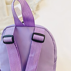 LAKEDREAM Casual Nylon Women Mini Backpack Fashion Solid Color Preppy Style Female Small Travel Knapsack Rucksacks (Style A Purple)