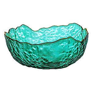PRETYZOOM Glass Dessert Bowls Salad Bowls Mixing Bowls Noodle Bowls Irregular Shape Serving Bowls for Kitchen Prep Fruit Pasta Popcorn Cereal Snack 13cm （ Green ）