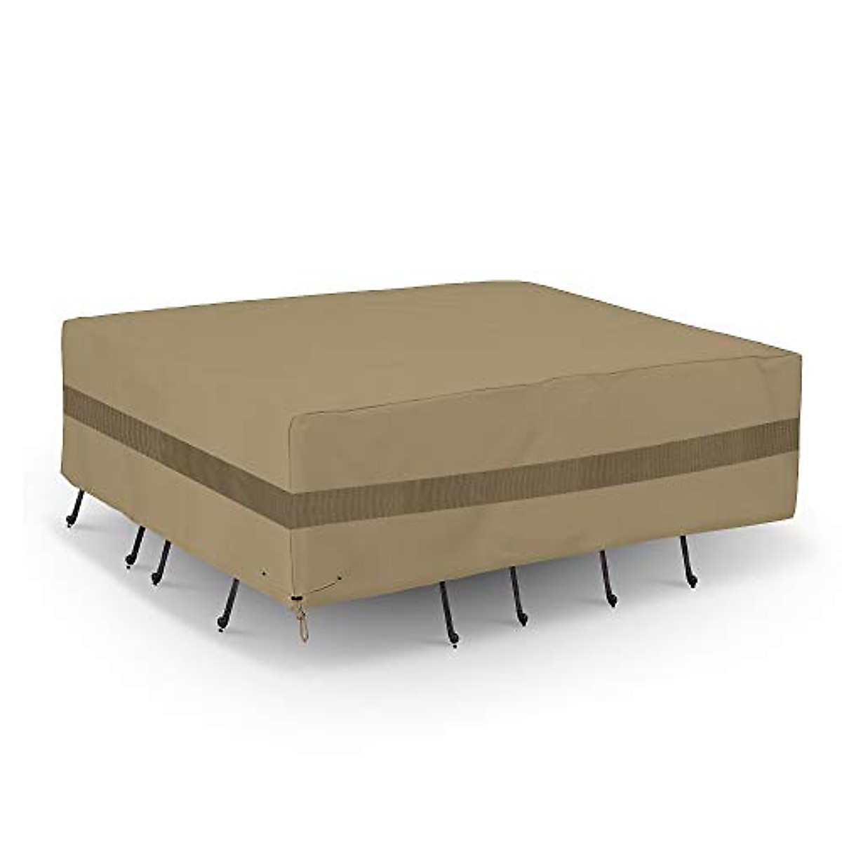 SunPatio Outdoor Furniture Set Cover, Heavy Duty Waterproof Patio Square Table and Chairs Cover for Dining Set, Fade Resistant Varanda Garden Deck Sectional Set Cover, 86" L x 86" W x 30" H, Taupe