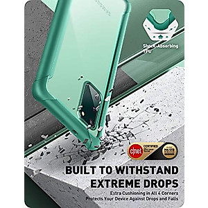 i-Blason Ares Series Designed for Samsung Galaxy S20 FE 5G Case (2020 Release), Dual Layer Rugged Clear Bumper Case with Built-in Screen Protector (MintGreen)