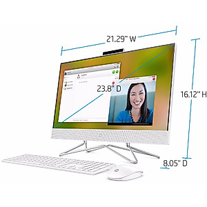 HP 2024 24'' FHD IPS Touchscreen All-in-One Desktop PC Intel 10-Core i5-1235U Iris Xe Graphics 32GB DDR4 1TB NVMe SSD WiFi AX BT RJ45 HDMI Webcam Speaker Wireless KB Mouse Windows 11 w/RE USB