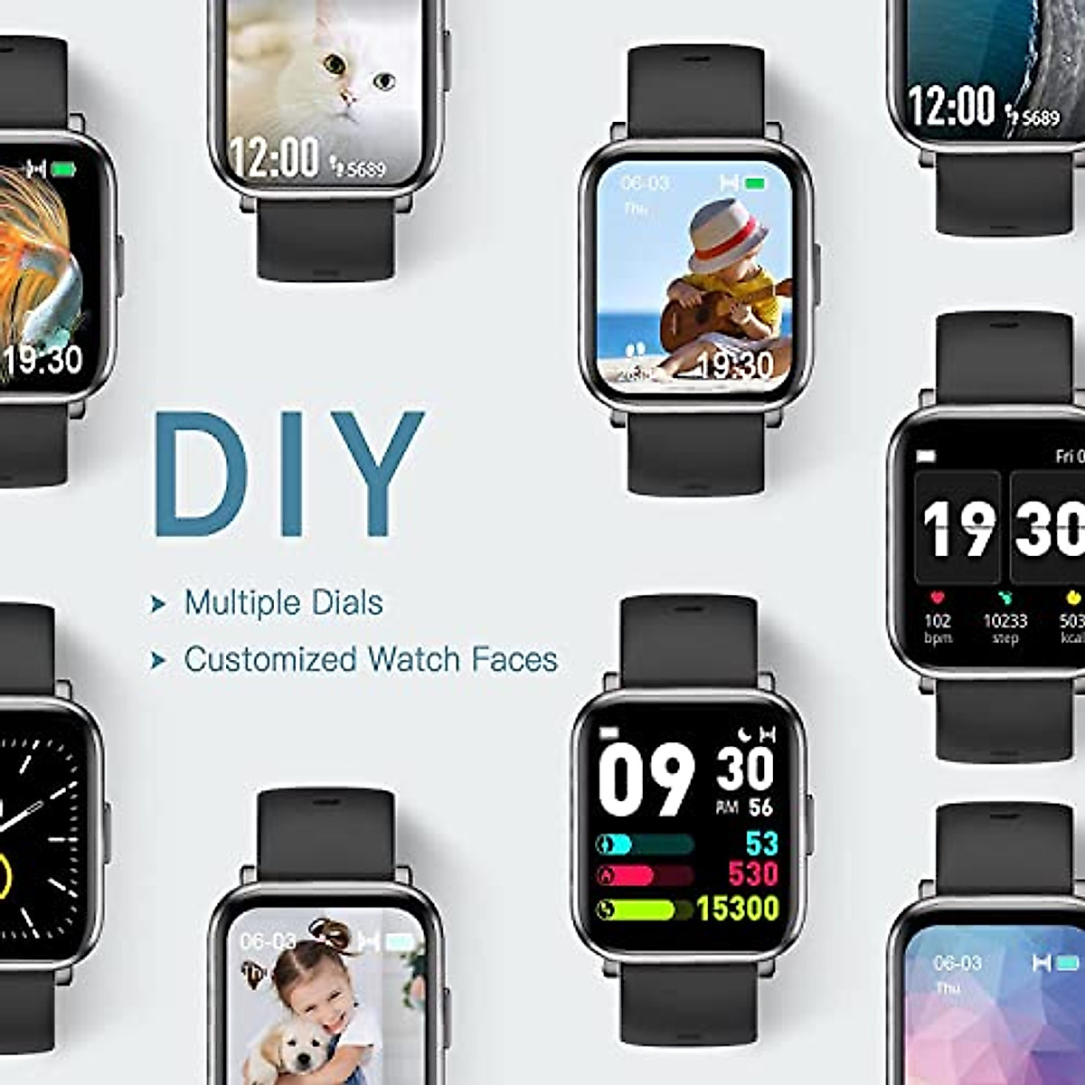 ZOSKVEE Smart Watch for Android iOS Phones, Smartwatch with Heart Rate Sleep Monitor, Pedometer Fitness Watch, Fitness Tracker with 5ATM Waterproof for Men, Women