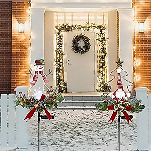 QMKGEC Outdoor Christmas Decorations, Xmas Solar Lights 2 pcs, Snowman LED Lights Butterflies Decor Light Waterproof for Yard Lawn Garden Decor