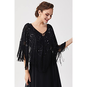 BABEYOND 1920s Shawl Wraps Gatsby Beaded Evening Cape Bridal Shawl for Evening Dresses Wedding Party
