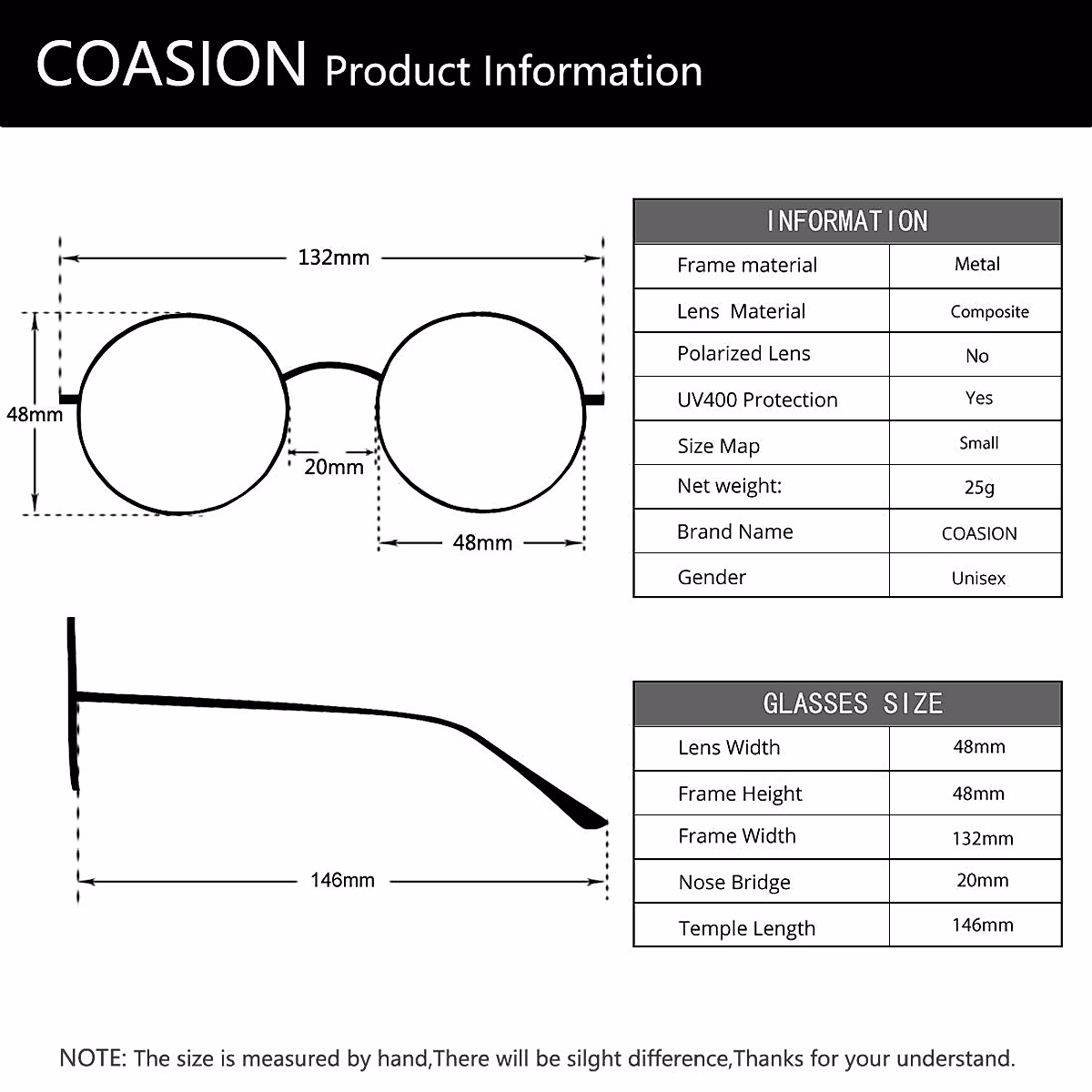 COASION Vintage Round Metal Sunglasses Small Red Halloween Glasses for Women Men (Gold Frame/Red Lens)