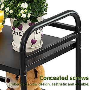 HDANI 3 Tier Rolling Cart Shelves,Heavy Duty Multifunctional Metal Frame-Supports 40 Lbs Per Tier,Rolling Cart with 2 Lockable Wheels for Home,Office,Kitchen,Bathroom,Bedroom (Black)