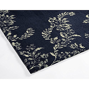 Laura Ashley Winchester Plush Knit Microfiber 22" x 56" Accent Rug, Navy