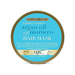 OGX Extra Strength Hydrate Repair + Argan Oil of Morocco Hair Mask Deep Moisturizing Conditioning Treatment, Citrus, 6 Ounce