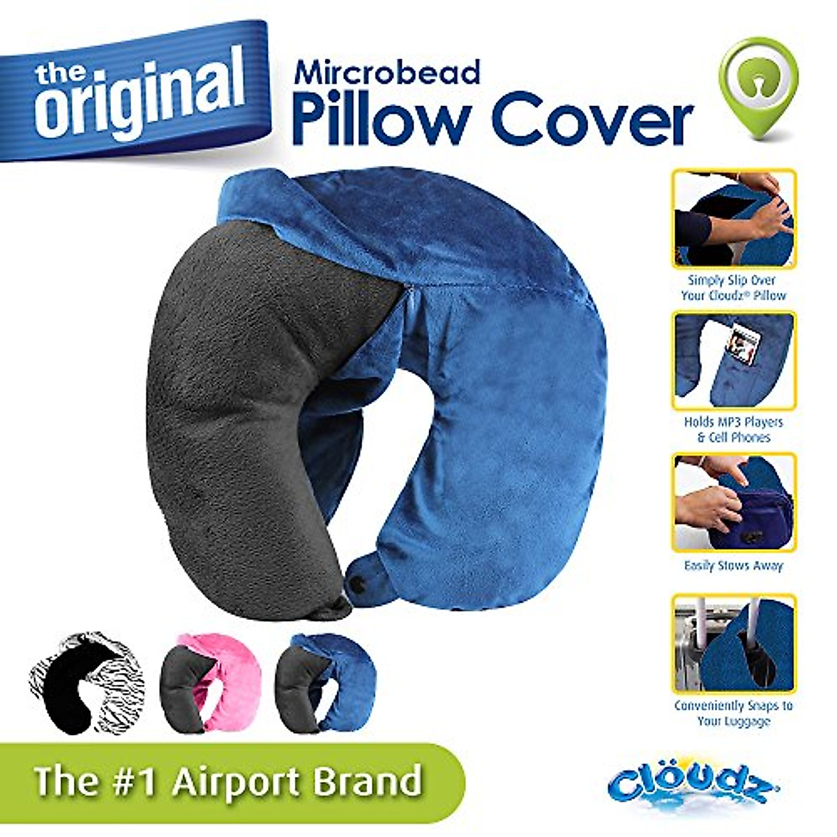Cloudz Washable Travel Neck Pillow Cover - Blue
