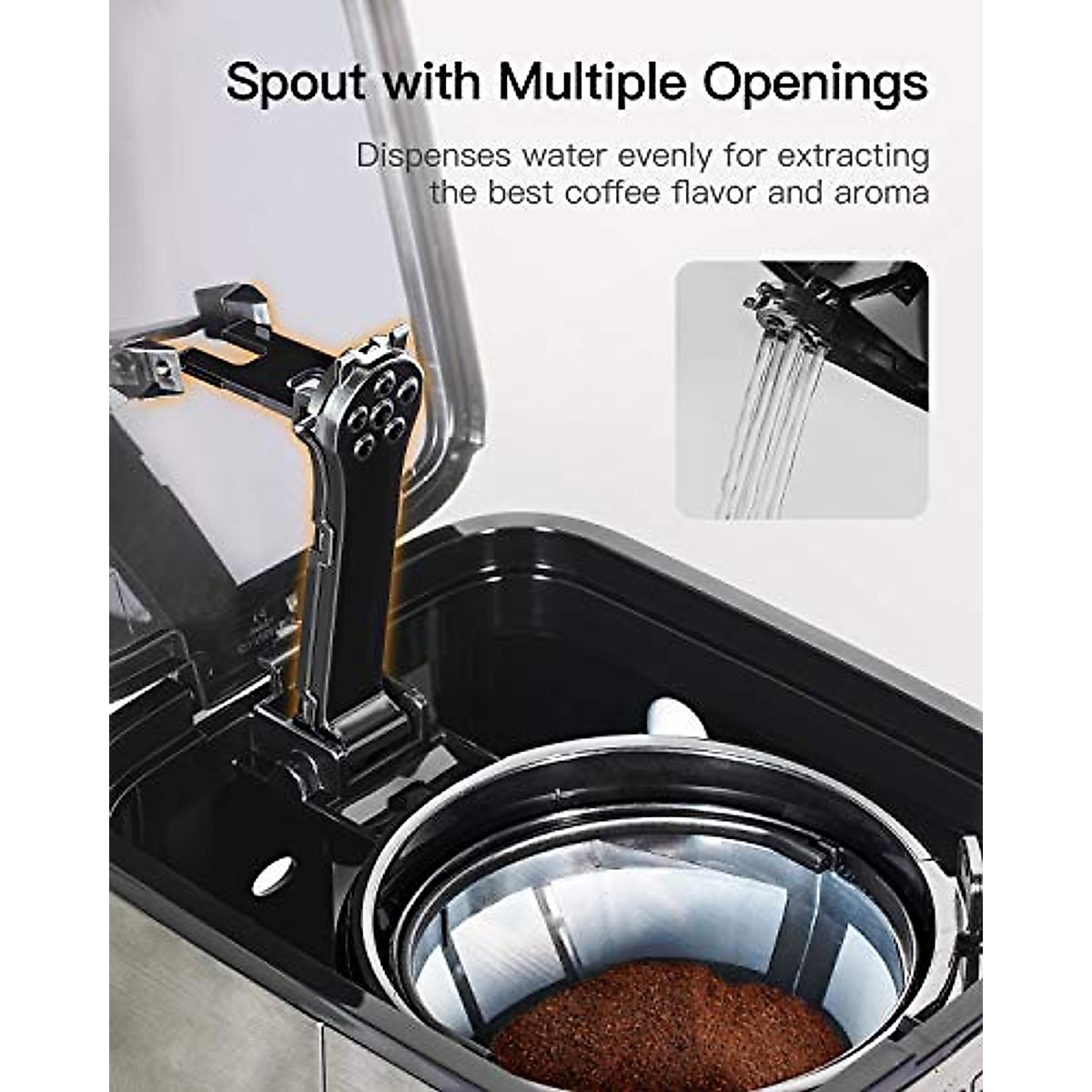 Boly Coffee Maker with Thermal Carafe 8 Cup, Programmable Coffee Maker Drip with Timer and Coffee Pot, Automatic Coffee Machine Includes Reusable Filter