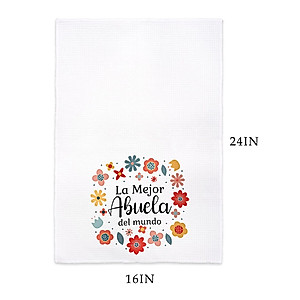 QODUNG World's Best Grandma Spanish Soft Kitchen Towels Dishcloths 16x24 Inch,Best Grandma Gifts Drying Cloth Hand Towels Tea Towels for Kitchen,Best Abuela Gift