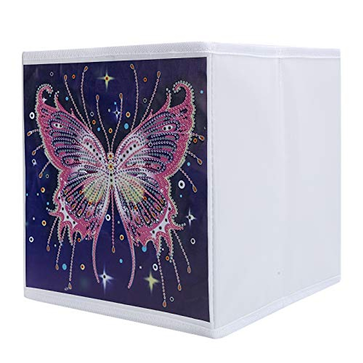 Yosoo Diamond Painting Storage Box, DIY Diamond Painting Organizer Butterfly Pattern Decor Foldable Storage Box Household Desktop Case