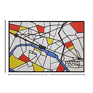 Amazon Brand – Rivet Pop Art Print of Paris Map in Primary Colors Modern Wall Art, 26" x 18"