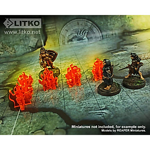 LITKO Flame Marker | Fire Spell Effect Indicator | Plasma | Toxic | Inferno | Blast | Compatible with Dungeons & Dragons, Pathfinder & Tabletop Wargames (Fluorescent Amber, Medium)