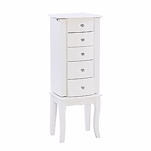 Powell Furniture Jewelry Armoire, White, 13"x 9.375"x 35.5"