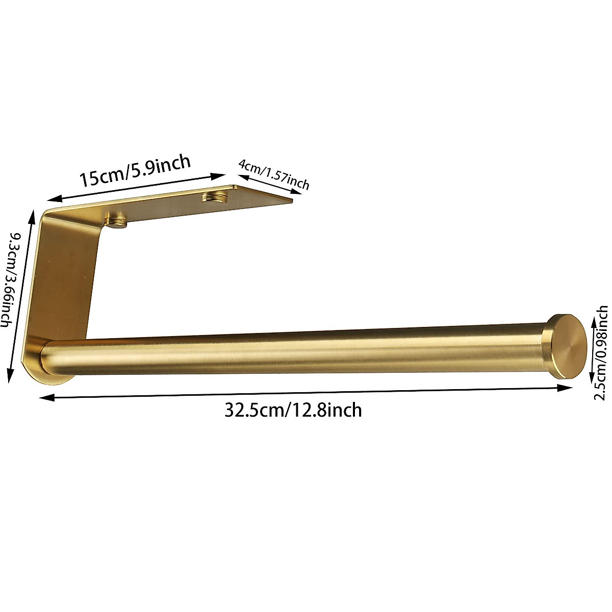 TocTen Paper Towel Holder Available in Self Adhesive and Wall Mounted Installation Paper Towel Bar for Kitchen Under Cabinet, Thicken 304 Stainless Steel Paper Towel Rack (13 inch, Brushed Gold)
