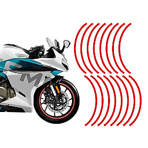 16PCS 17''-19'' Reflective Wheel Rim Stripe Decal, Car Wheel Rim Tapes Decoration Stickers, Waterproof Night Safety Decals Automotive Accessories Universal for Motorcycle, Car, Bicycle (Red)