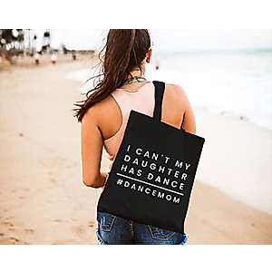 GXVUIS Dance Mom Canvas Tote Bag for Women Minimalism Letters Graphic Reusable Grocery Shoulder Shopping Bags Funny Gifts Black