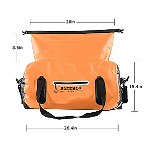 Buffalo Gear Drybag 80L Waterproof Duffel Dry Bag Heavy Duty Duffle Travel Bag for Kayaking, Rafting, Boating, Fishing,Camping, Orange