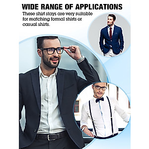 Jeere 2 Pairs Shirt Stays for Men Adjustable Shirt Garters Elastic Shirt Suspenders for Women Shirt Holder Straps with 3 Nonslip Clips