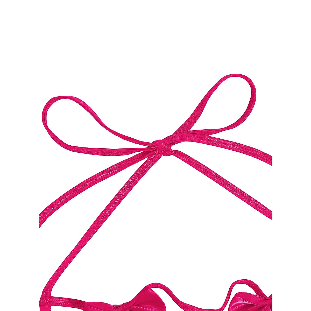 SOLY HUX Women's Two Piece Underwire Lingerie Set Bow Knot Cut Out Halter Bra and Panty Sleepwear Pure Hot Pink S