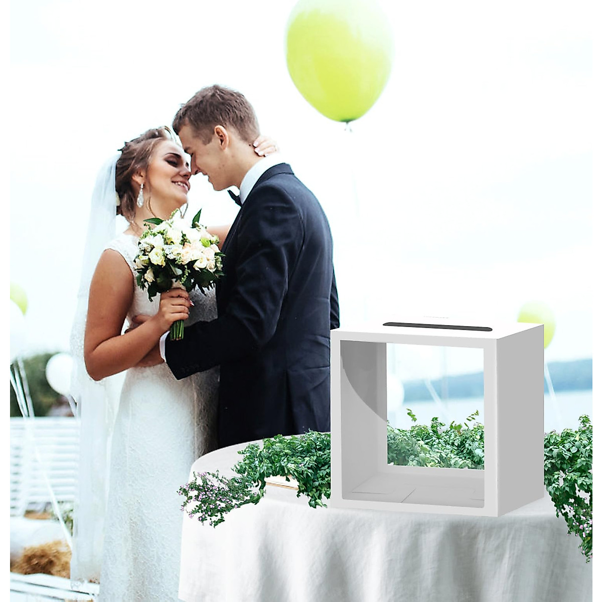 SietDESEO White Card Box for Party Diy Money Card Box Gift Card Box Holder for Wedding Reception Baby Shower Birthday Card Box