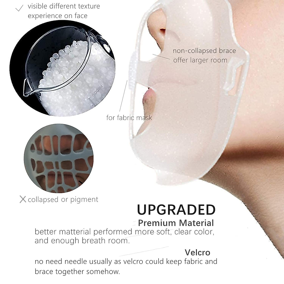 6Pcs Upgraded Mask Bracket Inserts for Cool Better Breathing-Silicone Turtle 3D Face Mask Bracket Insert to Keep Off Face-Mask Inner Support Frame Protect Lipstics-Mask Guards Spacers for Under Mask