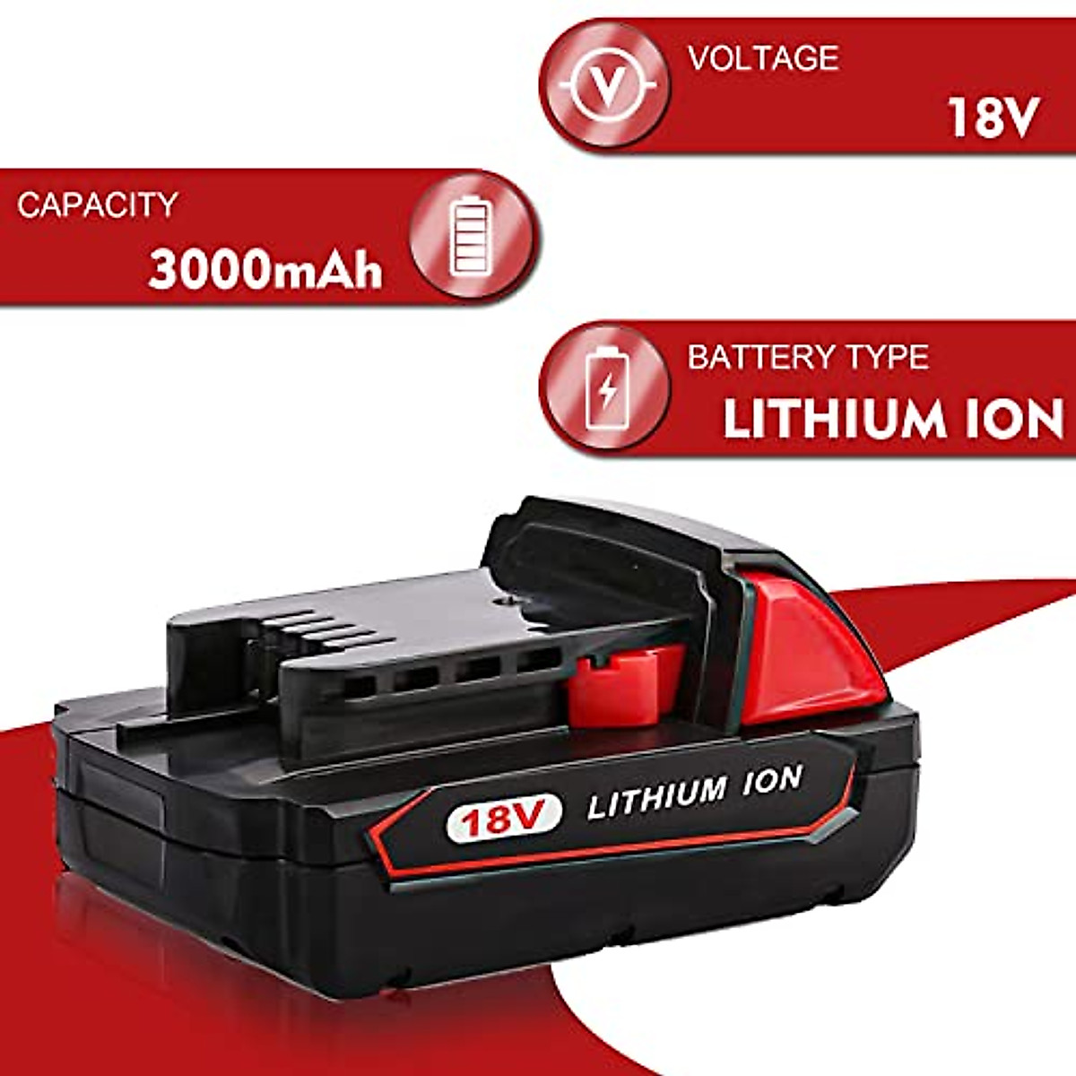 Dosctt 2 Packs 18V 3.0Ah 48-11-1835 48-11-1837 Replacement Battery Compatible with Milwaukee M18 Battery Lithium ion 48.11.1815 48-11-1820 48-11-1828 48-11-1840 48-11-1850 48-11-1852