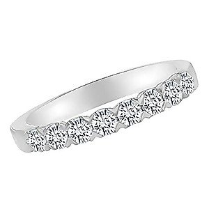 AFFY 1/2 Carat Round Shape White Natural Diamond Engagement Wedding Band Ring In 14k Solid White Gold (0.5 Cttw) Ring Size-10.5