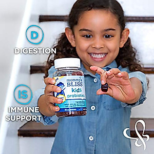 Mommy's Bliss Kids Probiotic + Prebiotic Gummies, Supports Immunity & Digestion for Kids 2 Years+, Less Sugar, Yummy Berry Flavor, 45 Count (Pack of 3)