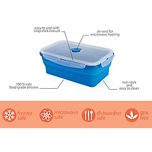 Thin Bins Collapsible Containers Set of 4 Round Silicone Food Storage Containers BPA Free, Microwave, Dishwasher and Freezer Safe - No more cluttered container cabinet! SC-149A