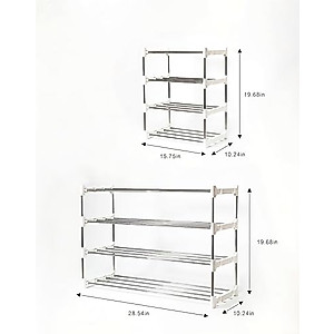 JAUZVIL Expandable Shoe Racks Metal Free Standing Shoe Shelf Shoe Storage Organizer For Entryway Closet (White, 4 Tiers)