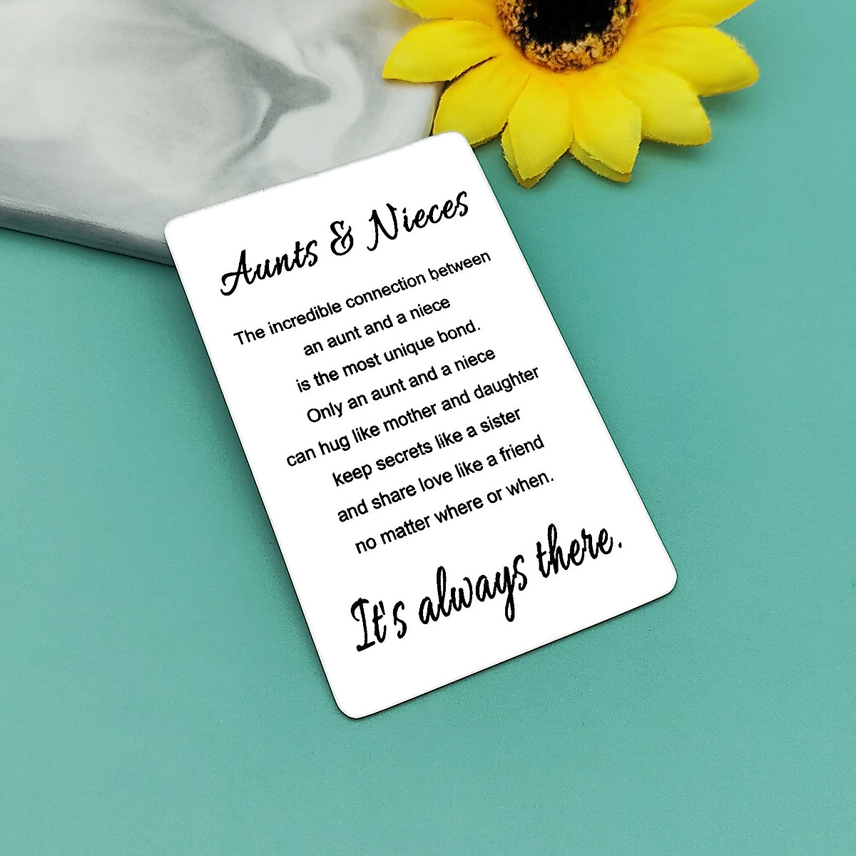 Aunt Niece Gifts Engraved Wallet Insert Card Aunt Gifts for Women Birthday Gift for Niece Girl Niece Gift from Her Auntie Graduation Gifts from Aunt Metal Wallet Insert Card Mothers Day Jewelry
