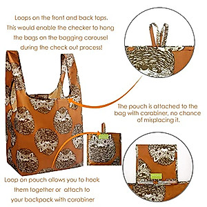 BeeGreen 6 Packs Animals Reusable Grocery Bags Reusable Shopping Bags For Groceries Foldable Washable Nylon X-Large Grocery Tote Bags For Women Men Christmas