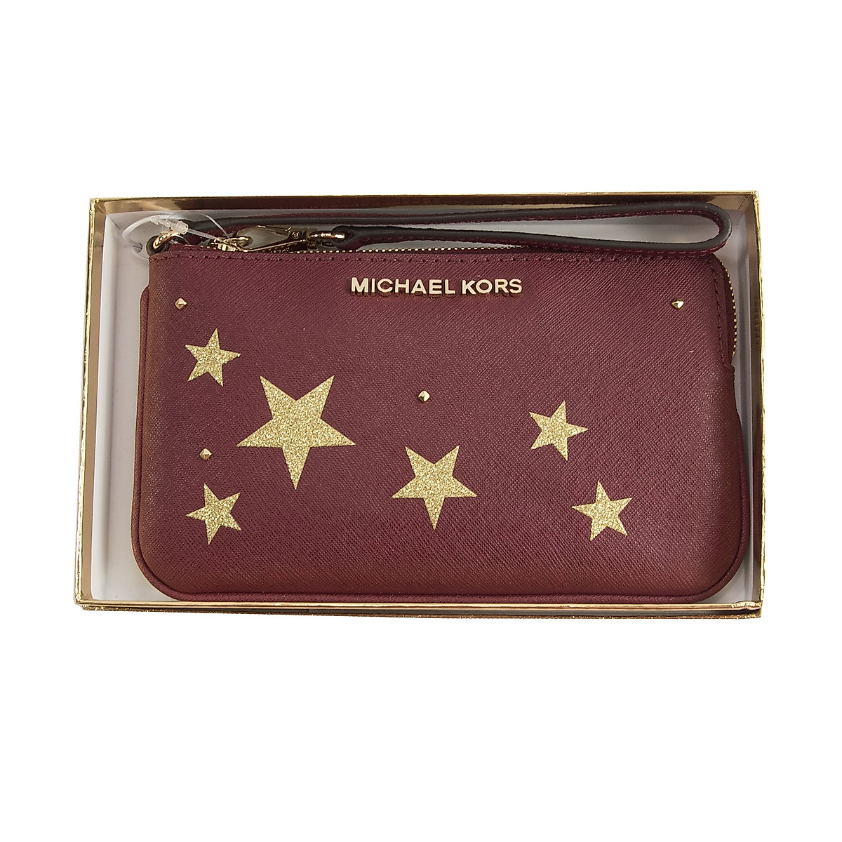 Michael Kors Illustrations Cherry Top Zip Leather Wristlet cherry