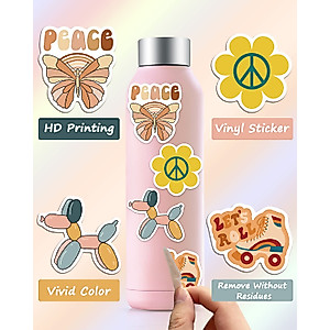 200 Pcs Water Bottle Stickers for Teens Girls, Cute Boho Preppy Stickers for Water Bottles, Waterproof Vinyl Stickers Aesthetic, Laptop Journal Scrapbook Stickers, Cute Sticker Pack Warm Colour