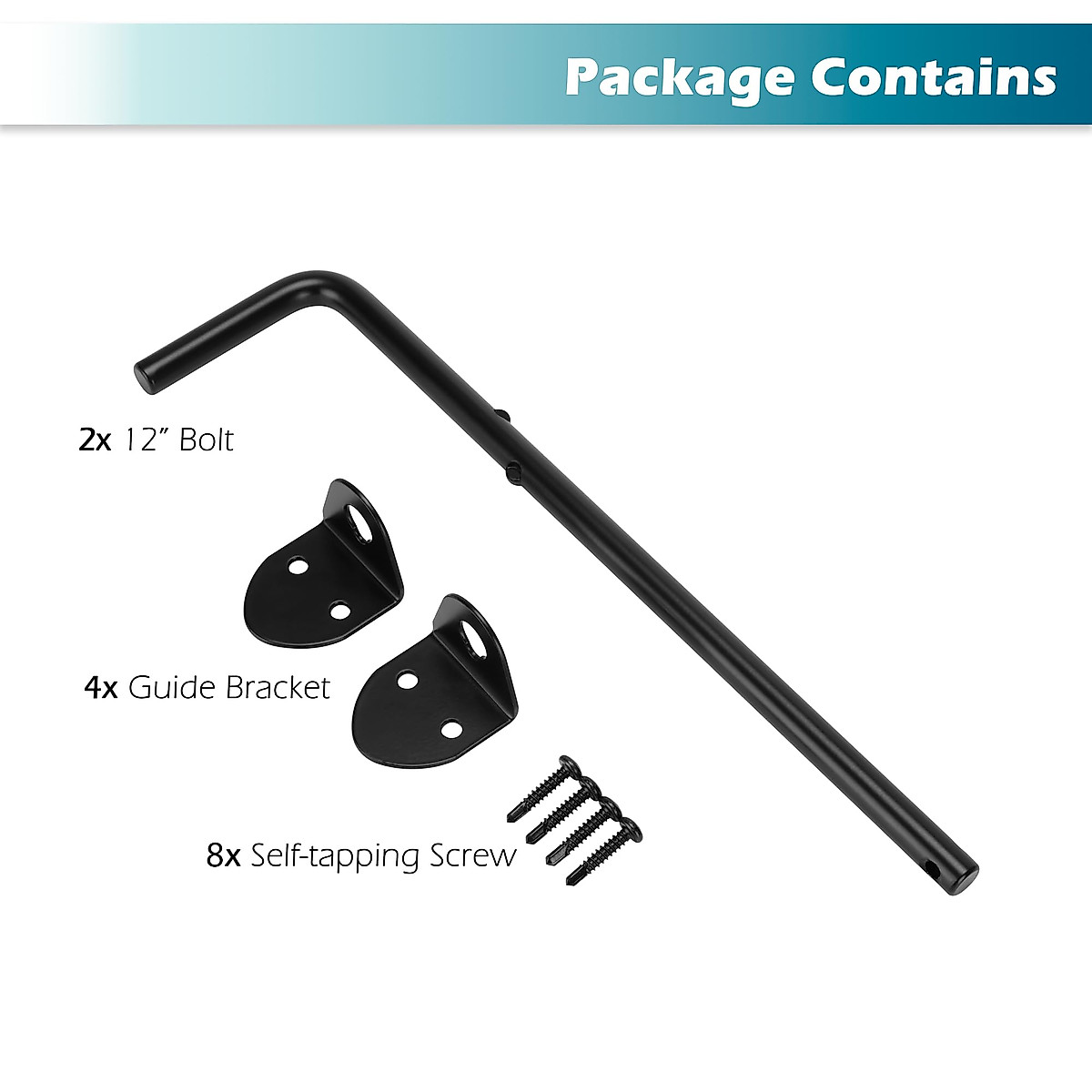 12" Cane Bolt Heavy Duty Drop Rod Gate Stopper Hardware, Gate Ground Latch for Wooden Fences Metal Gates Doors, Gate Drop Pin for Holding Gate to The Ground, Black Finish, 2 Pack